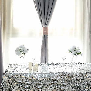 Tableclothsfactory 4 Pack | Blush/Rose Gold Large Rhinestone Mesh Chair Sash Clips, Backdrop Curtain Bands - 5"X10"