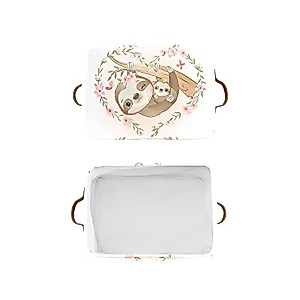 Personalized Sloth Love Mom Storage Basket Bin with Name Large Storage Cube Box with Handles for Home Office Bedroom Closet Shelves(1 Pack)