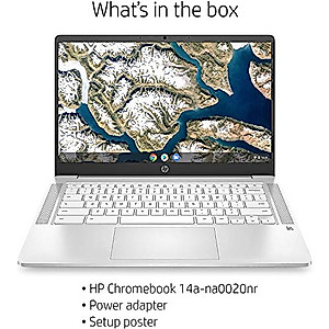 HP Chromebook 14" HD Thin and Light Laptop, Intel Celeron N4000 Dual-Core Processor, 4GB RAM, 32GB eMMC, Backlit Keyboard, WiFi, Up to 13 hrs Battery Life, Chrome OS, Ceramic White