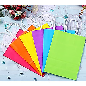 Jutoe 24pcs Kraft Paper Gift Bags,Recyclable Paper Shopping Bags with Handles,Rainbow Colors Retail Bags,Birthday Party Bags,Souvenir Gift Bags