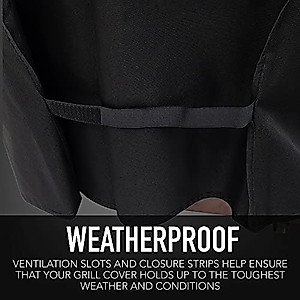 Kenmore KA-A61023BK 33" 2 or 3 Burner BBQ Grill Cover, Heavy Duty Weatherproof Fabric for Outdoor Patio Backyard, Universal Fit for Grills up to 33" Width, Black