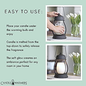 CANDLE WARMERS ETC Hurricane Candle Warmer Lantern for Top-Down Candle Melting, Black