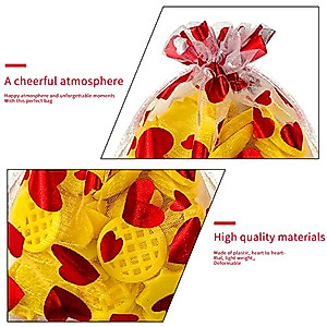 Bnsikun 50 Pieces Heart Candy Bags Organza Jewelry Pouches (3.5 x 4.7 inch) Pouch Drawstring Bags for Jewelry Packaging Valentine's Day Wedding Festival Party Supply
