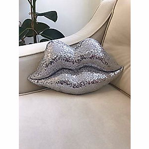 woody Gray Lips Glitter Pillow Home Decor Lips Throw Pillow Decorative Cushion Pillow Couch Bed Shaped Pillow Sparkle Luxury Pillow 18,5 x 10,5 x 3,5 inches