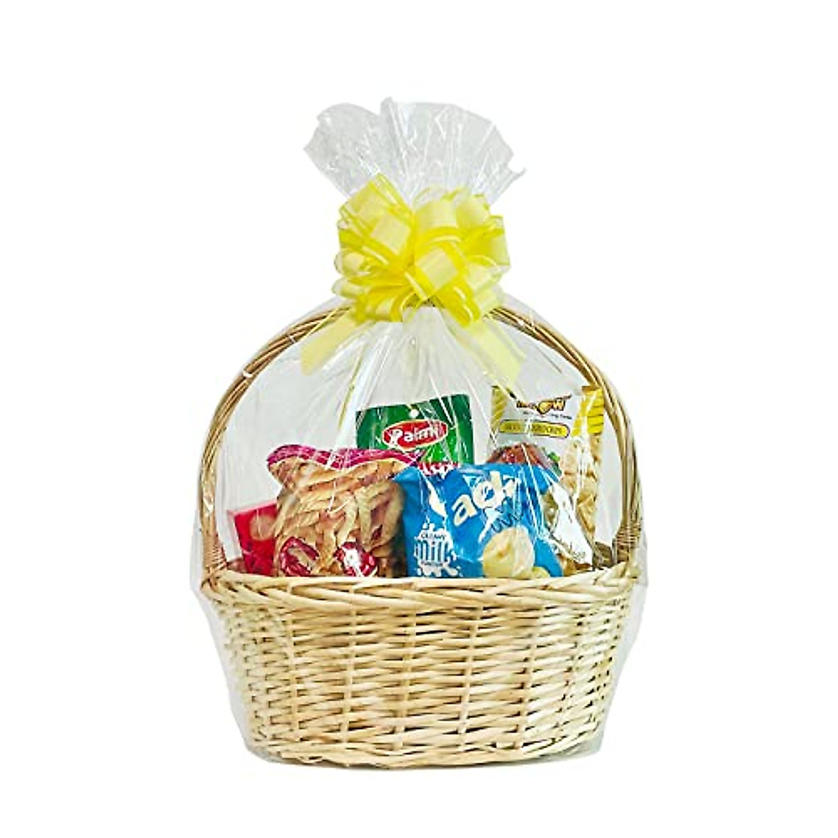 Holvyt Large Clear Basket Bags, 10 Pack 32"x 46" Cellophane Wrap Plastic Package for Baskets and Gifts