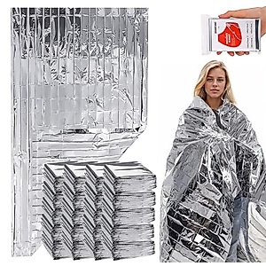 Essenhome 30 Pcs Emergency Mylar Thermal Blanket,fire Blanket,Gigantic Space Blanket 82 * 52 in. Marathons and Car Use