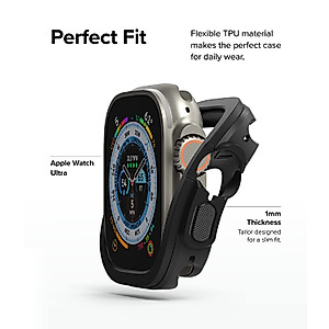 Ringke Air Sports [Tailored Cutouts] Compatible with Apple Watch Ultra 2 Case and Designed for Apple Watch Ultra Case, Soft Flexible Bumper Lightweight Slim TPU Cover for Women, Men - Black