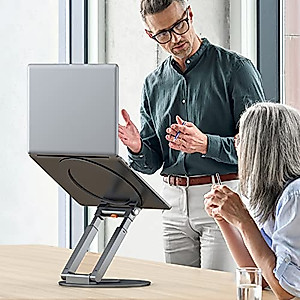 ProtoArc 360 Rotating Laptop Stand, ESZ1 Swivel Laptop Riser Ergonomic Computer Stand for Laptop, Adjustable Height, Fully Foldable for Easy Storage, Fits All MacBook/Laptops up to 17 inches