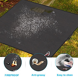 DocSafe 40" Square Fire Pit Mat Under Grill Mat,Fireproof Mat 4 Layers Fire Pit Pad Protect for Deck Patio Grass Outdoor Wood Burning Fire Pit and BBQ Smoker,Portable Reusable and Waterproof,Black