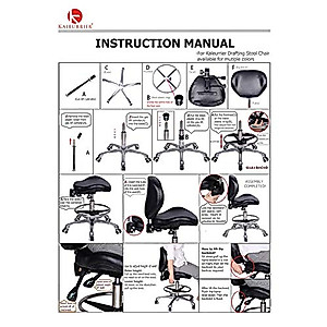 Kaleurrier Adjustable Stools Drafting Chair with Backrest & Foot Rest,Tilt Back,Peneumatic Lifting Height,Swivel Seat,Rolling wheels,for Studio,Dental,Office,Salon and Counter,Home Desk Chairs (Black)