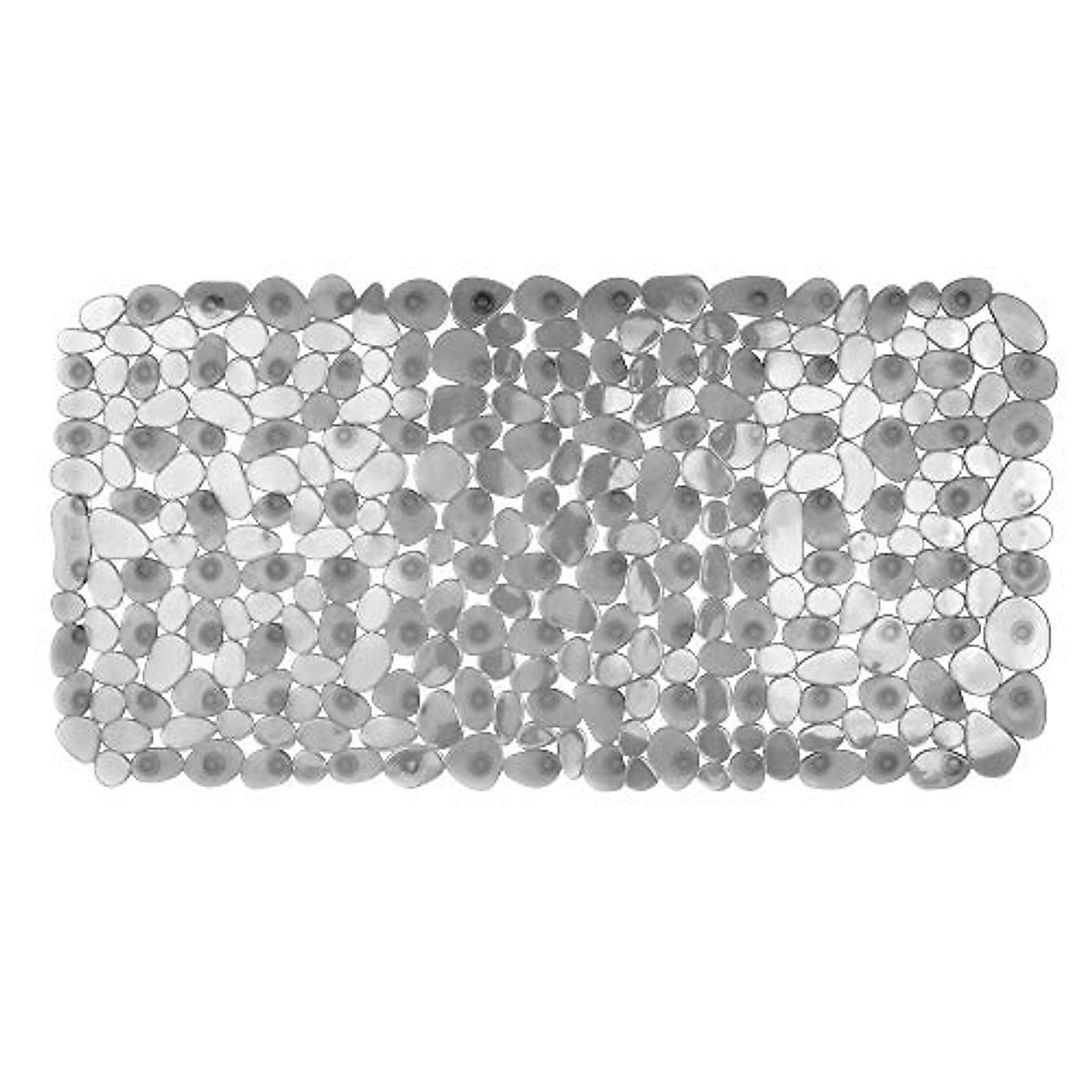 iDesign Pebblz Suction Non-Slip Bath Mat for Shower, Bathtub, Stall, 26" x 13.5", Gray