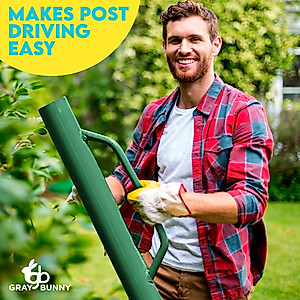 Gray Bunny T Post Driver with Handles, 14LB Heavy Duty Fence Post Driver, Post Pounder for T-Posts, U Channel, Wood, Metal Fence Posts and Signs - Rust Resistant Cast Iron