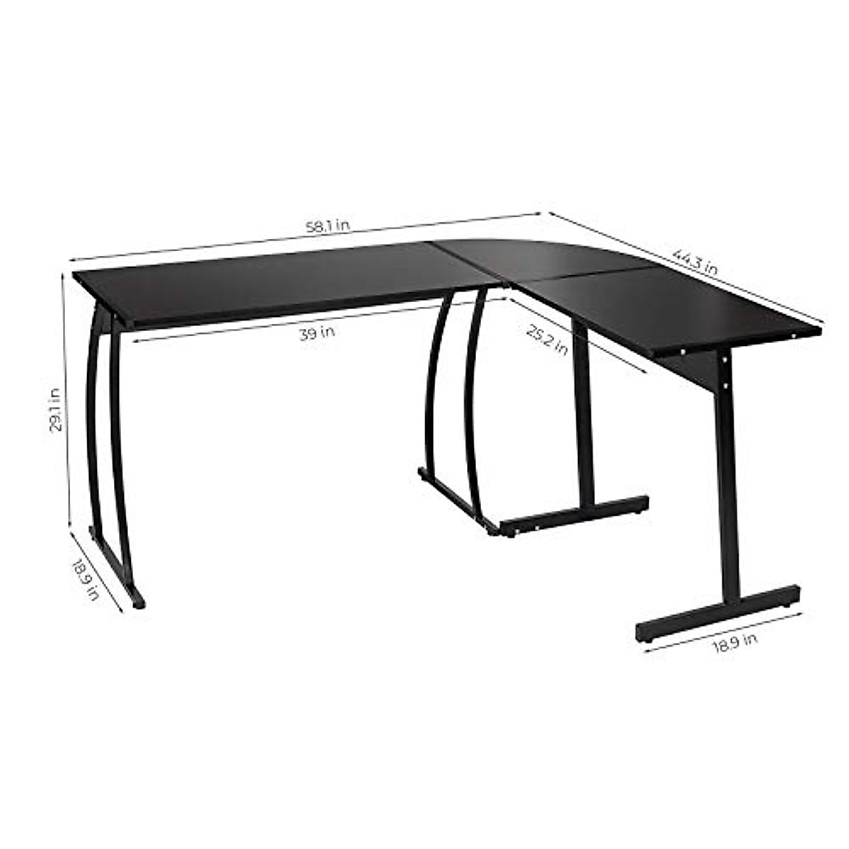 GreenForest L Shaped Gaming Desk 58.1 inch Home Corner Office Desk Writing Studying Computer Table PC Workstation for Home Office Bedroom, Black