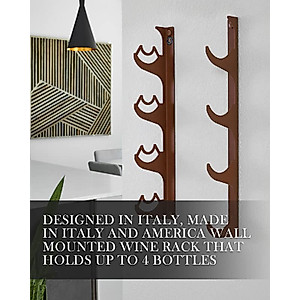 di prima usa Wine Rack Wall Mounted for Wine Bottles - Luxury Metal Wine Rack Mount - Long-Lasting Hanging Wine Rack for Wall Mount, Cellar, Kitchen, Living Room - Single Depth Row – 4 Bottles