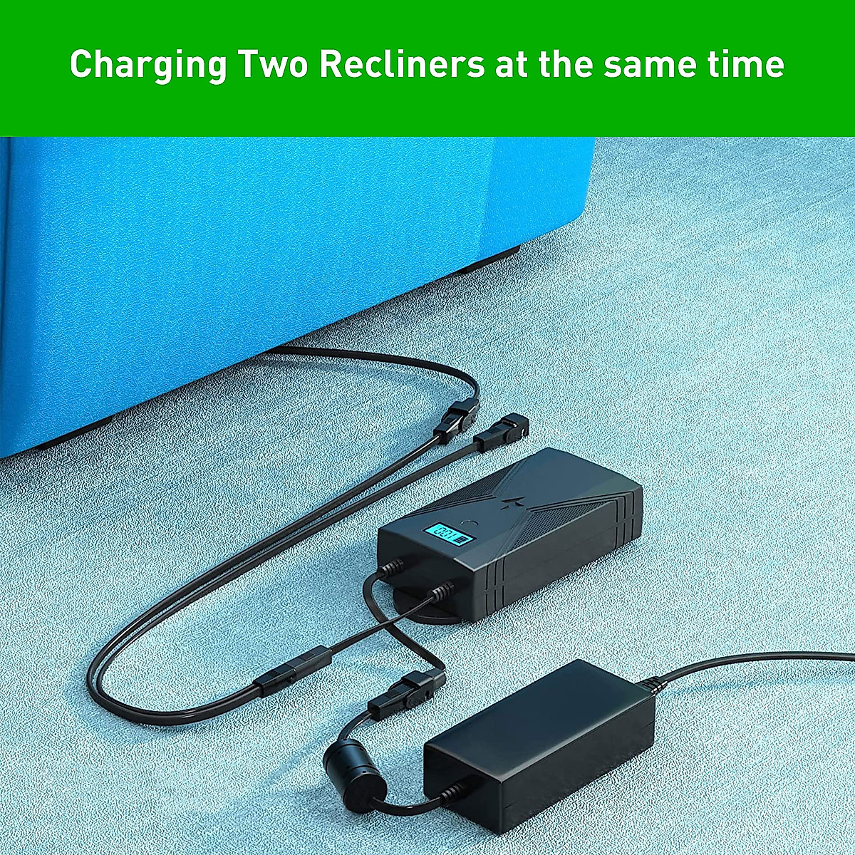 sevkumz Battery Pack for Reclining Furniture with Charger, 2500mAh Recliner Battery Pack Rechargeable for Power Recliner, Lift Chair and Couch, Fit Okin-Limoss-Berkline with LED Display