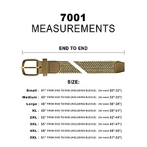 Belts.com Leather Covered Buckle Woven Elastic Stretch Belt, White, (L(37"-39")