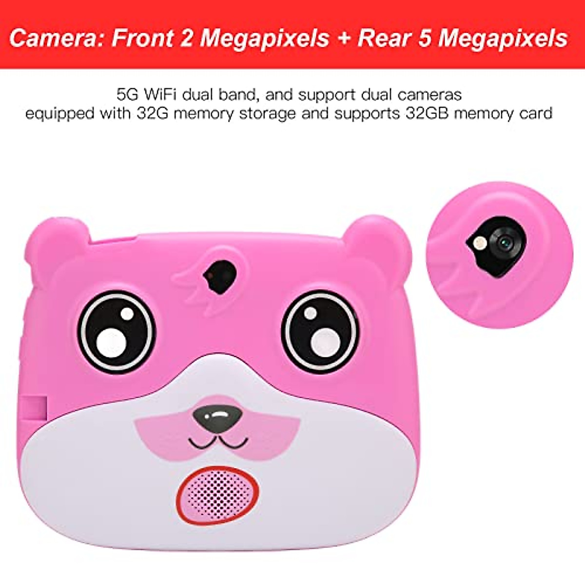7 Inch Kids Tablet, for Android 10 Tablet 32GB MTK6592 Octa Core Tablets PC, Rear 5MP Camera, Dual Band WiFi Tableta Support Gravity Sensing, Big Battery Life (US)