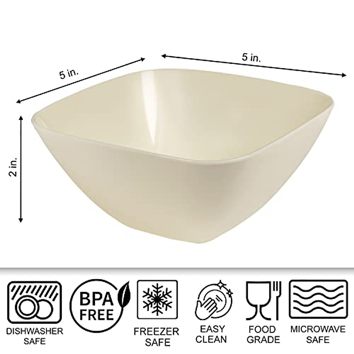 ARNO Serving Bowls Plastic Set of 6,12 OZ Stackable Salad Cereal Soup Snack Fruit Unbreakable BPA Free