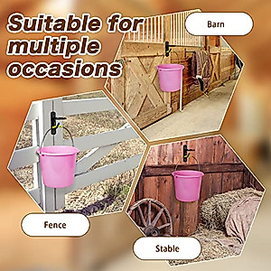 Dunzy 6 Pcs Bucket Hooks for Horses Equestrian Bucket Hook Metal Water Bucket Hangers Horse Stalls Feed Bucket Barn Farmhouse Supplies (Black)