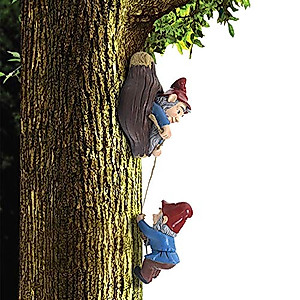 SB Goods Climbing Gnomes Tree Hugger Decor-Gnomes Garden Tree Sculpture-Outdoor Whimsical Tree Statue-Garden Yard Art Decoration Ornaments