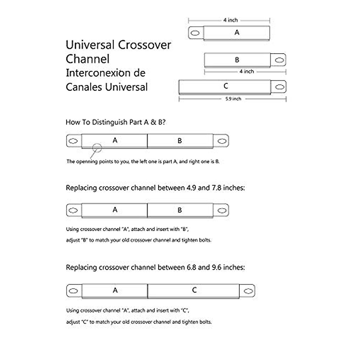 Utheer Universal Adjustable Crossover Tubes 5 up to 9.5 Inch for Nexgrill 720-0830h and Charbroil 463344116, 463241113, 463449914, 463436215, 463244011, Thermos 461442114