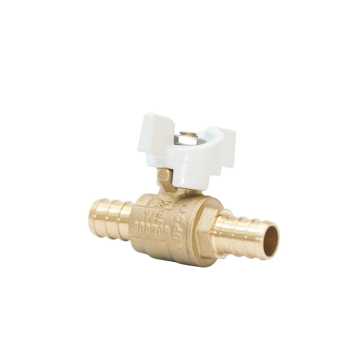 1/2-in Brass Pex Ball Valve, 1/4 Turn Pex Shut Off Valve with White T-handle,1/2" Mini Brass Pex Barb Valve for Pex Tubing for Hot or Cold Water- (2-Pack)
