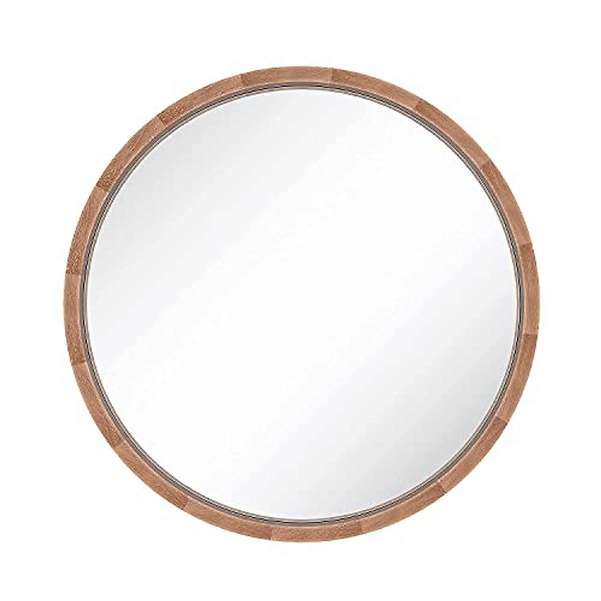 SIERSOE Round Wood Mirror 30 Inch, Large Wall Framed Bathroom Mirror for Vanity Farmhouse Rustic Mirror