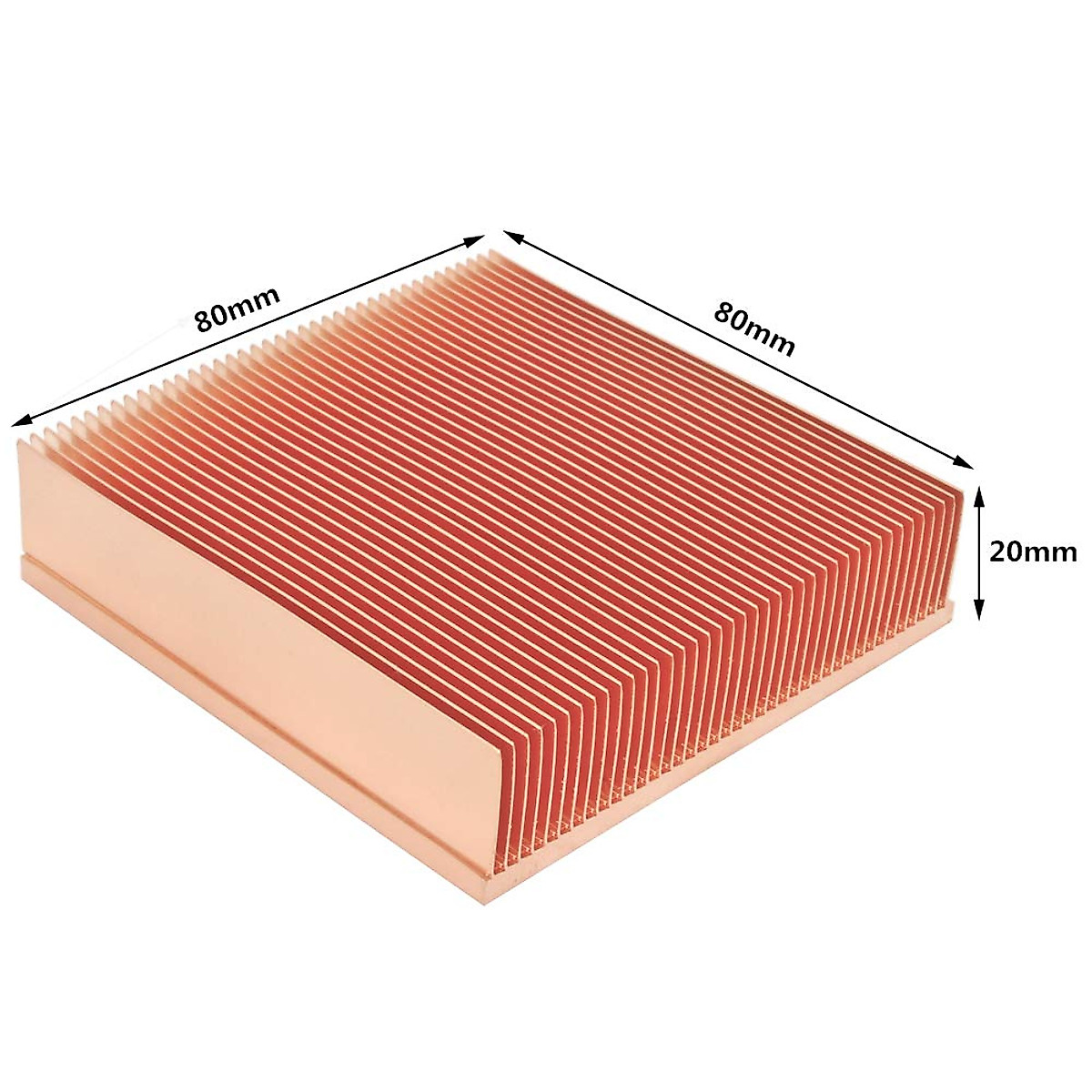 DIY Pure Copper Skiving Fin Heatsink 80x80x20mm / 3.15x3.15x0.79 inches for Electronic Chip LED Cooling