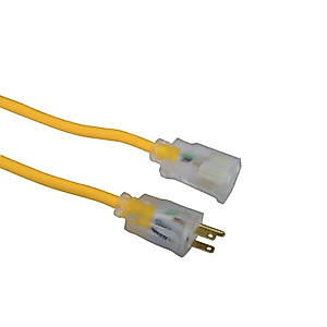 Coleman Cable 14880002 1488SW0002 14/3 Insulated Outdoor Extension Cord with Lighted End, 50-Foot, Feet, Yellow