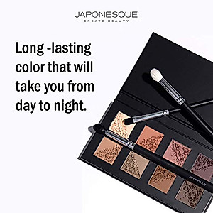 Japonesque Velvet Touch Eyeshadow Palette with 8 Long Lasting Matte Colors, Blendable, and Pigmented
