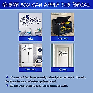 Mouse Name Wall Decal, Mouse Vinyl Sticker, Personalized Boy Name Decal, Nursery Baby Boy Room Decor ZX286