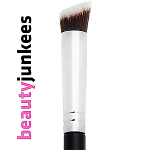 Kabuki Nose Contour Brush - Beauty Junkees Mini Flat Angle Contouring Makeup Brushes, Small Angled for Sculpting, Bronzer, Highlighter with Liquid Cream Powder Cosmetics, Dense, Vegan Synthetic