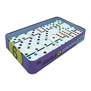 Front Porch Classics | Double 6 Travel Tin Domino Set from, for 1 to 4 Players Ages 6 and up