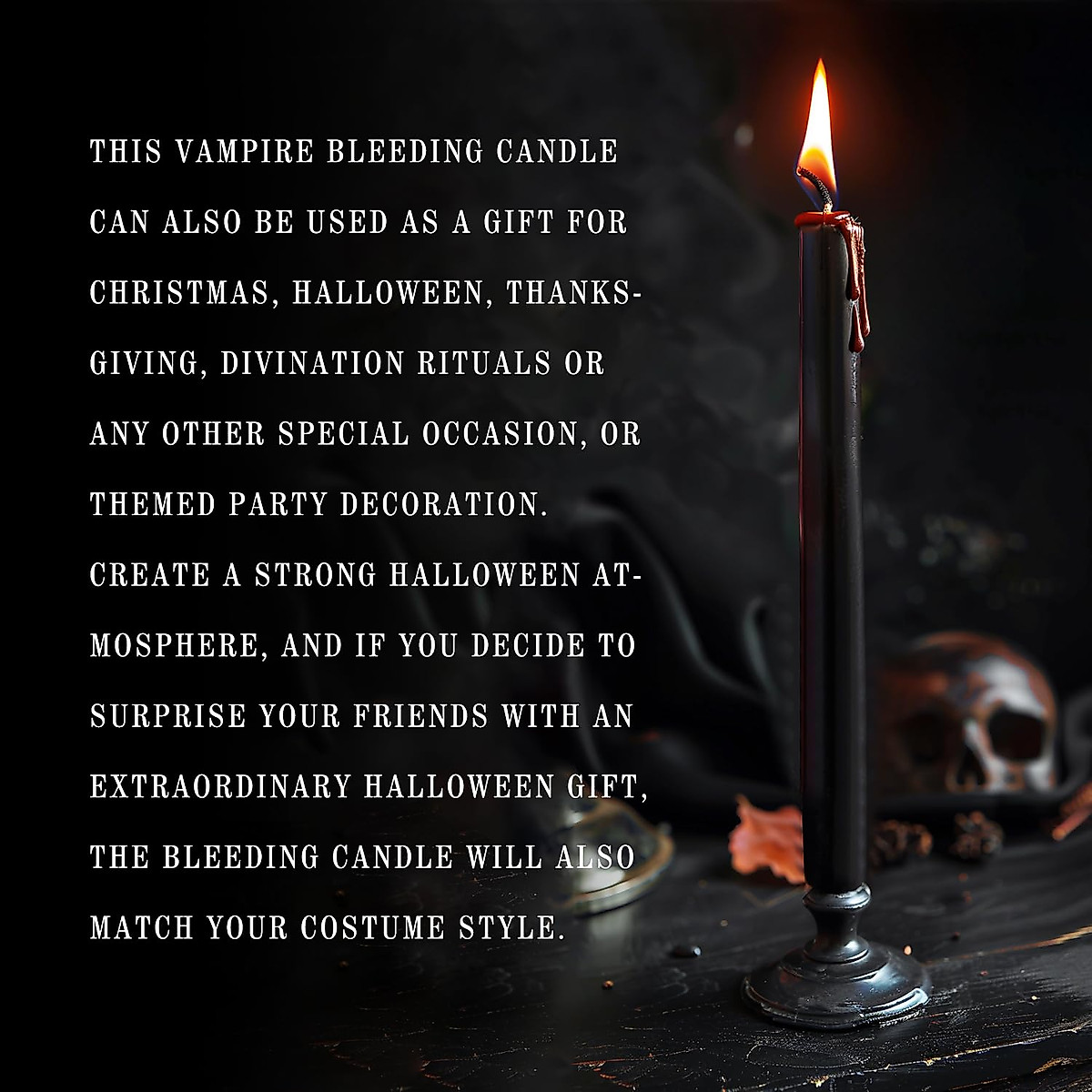 12PCS 10-Inch Black Bleeding Taper Candles,Vampire Tears Taper Candles- Unscented Ideal for Halloween, Christmas, Rituals, and Themed Party Decor