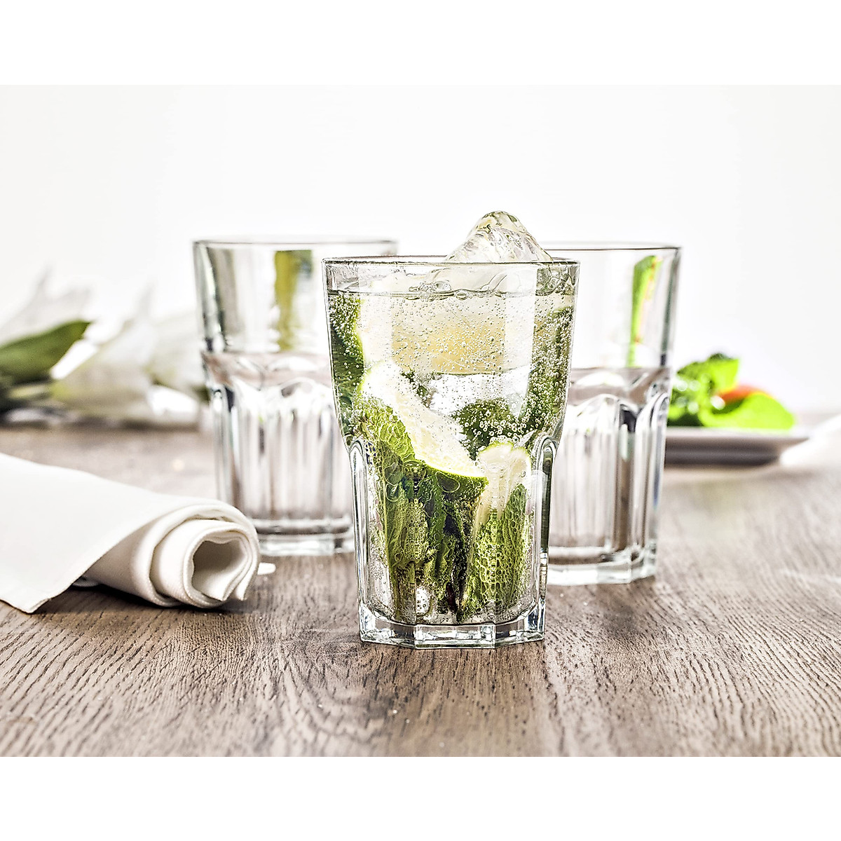 Fortessa Basics Chez Bistro Everyday 12 Pack Set Glassware Kitchen and Barware Great for: Beer, Cocktails, Water, Juice, Iced Tea, Soft Drinks., Cooler Glass, 16 Ounce