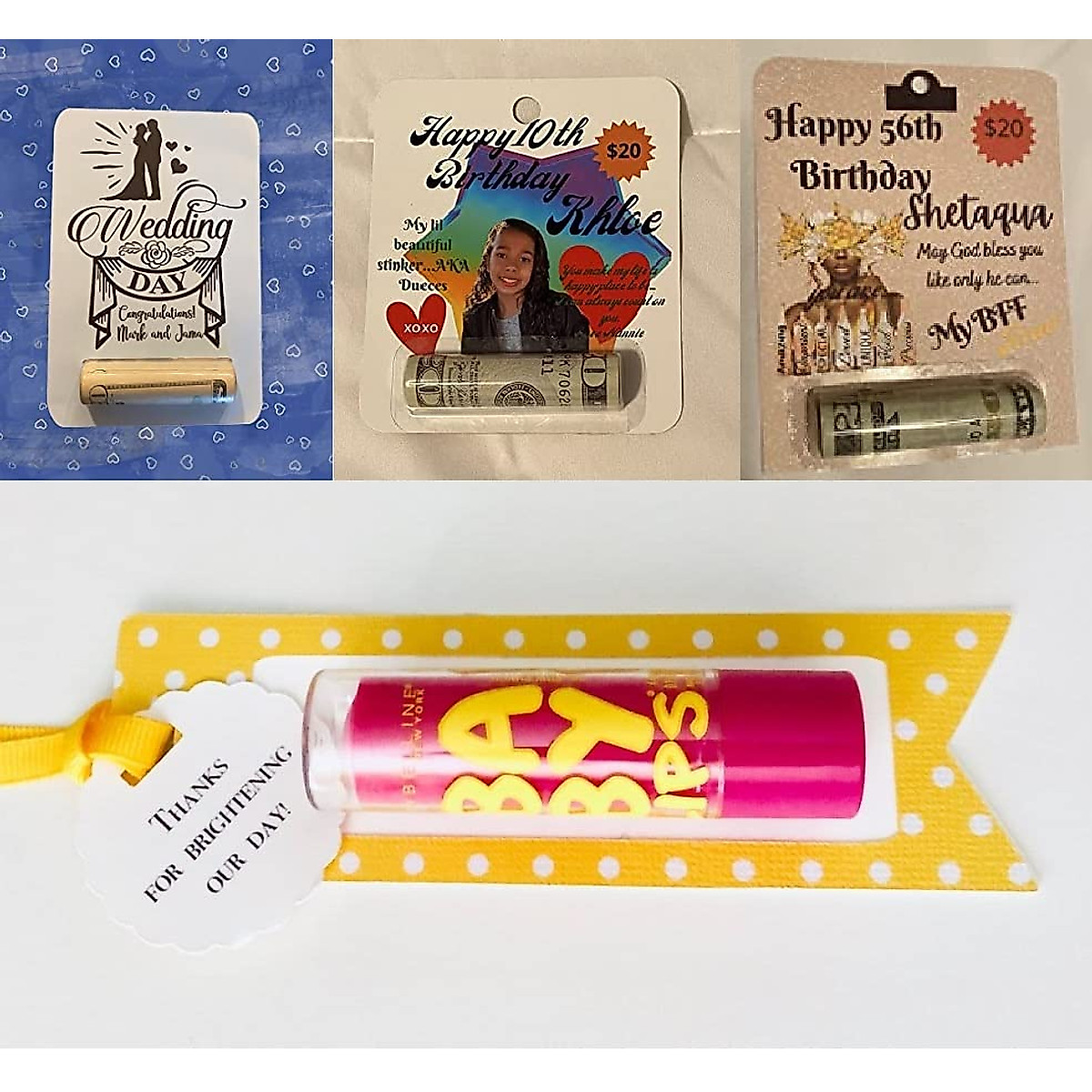 50PCS Money Card Holder Thankgiving Gifts Card Clear Plastic Dome Lip Balm Pouch with Adhesive Tape, DIY Christmas Money Card Chapstick Holder Money Holder Custom Gift Card Holder (50)