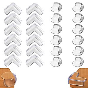 VENGABY 24 Pack Table Corner Protector for Baby, Baby Proof Corners and Edges, Corner Protectors for Furniture, Furniture Corner Guard & Edge Safety Bumpers, Cover Sharp Edges, Clear and Transparent