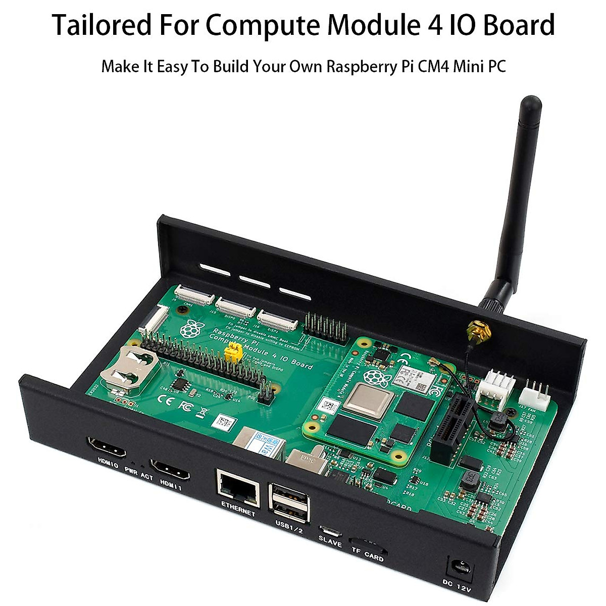 Metal Case/Box with Cooling Fan for Raspberry Pi Compute Module 4 IO Board, Mini Computer Chassis with HDMI,Ethernet,USB ,DSI Display Port, CSI Camera Port