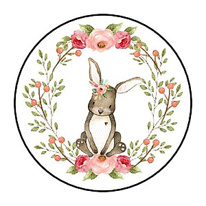 30 pcs Woodland Girl Bunny Birthday Baby​​​​​​​​​​ Stickers Envelope Seals Labels Round Tags, Stamps Sticker for Gift Cards, Envelopes, Boxes for Holiday, Birthday, Christmas