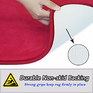 AINAHYVA Christmas Memory Foam Bath Mat Rug 3 Piece Set, Super Absorbent, Strong PVC Non Slip Backing, Bath mats for Bathroom, Plush Shaggy, Thick, Machine Washable, Bathtub, Shower, Toilet, Red