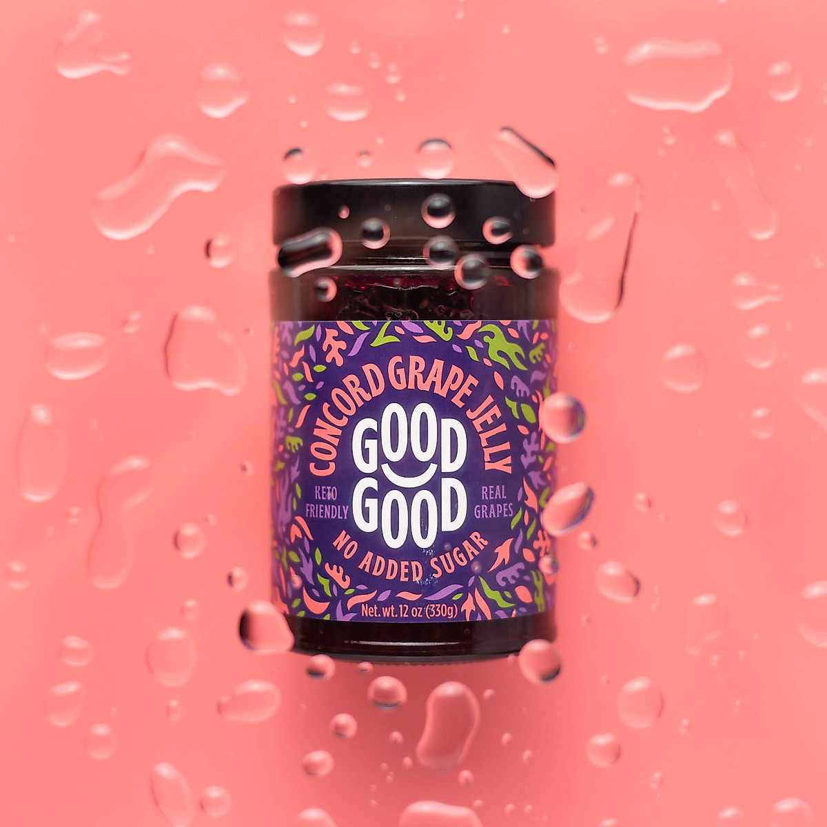 GOOD GOOD No Added Sugar Concord Grape Jelly - Keto Friendly Jelly - Low Carb, Low-Calorie and Vegan - Diabetic Friendly - 12oz / 330g (Pack of 1)