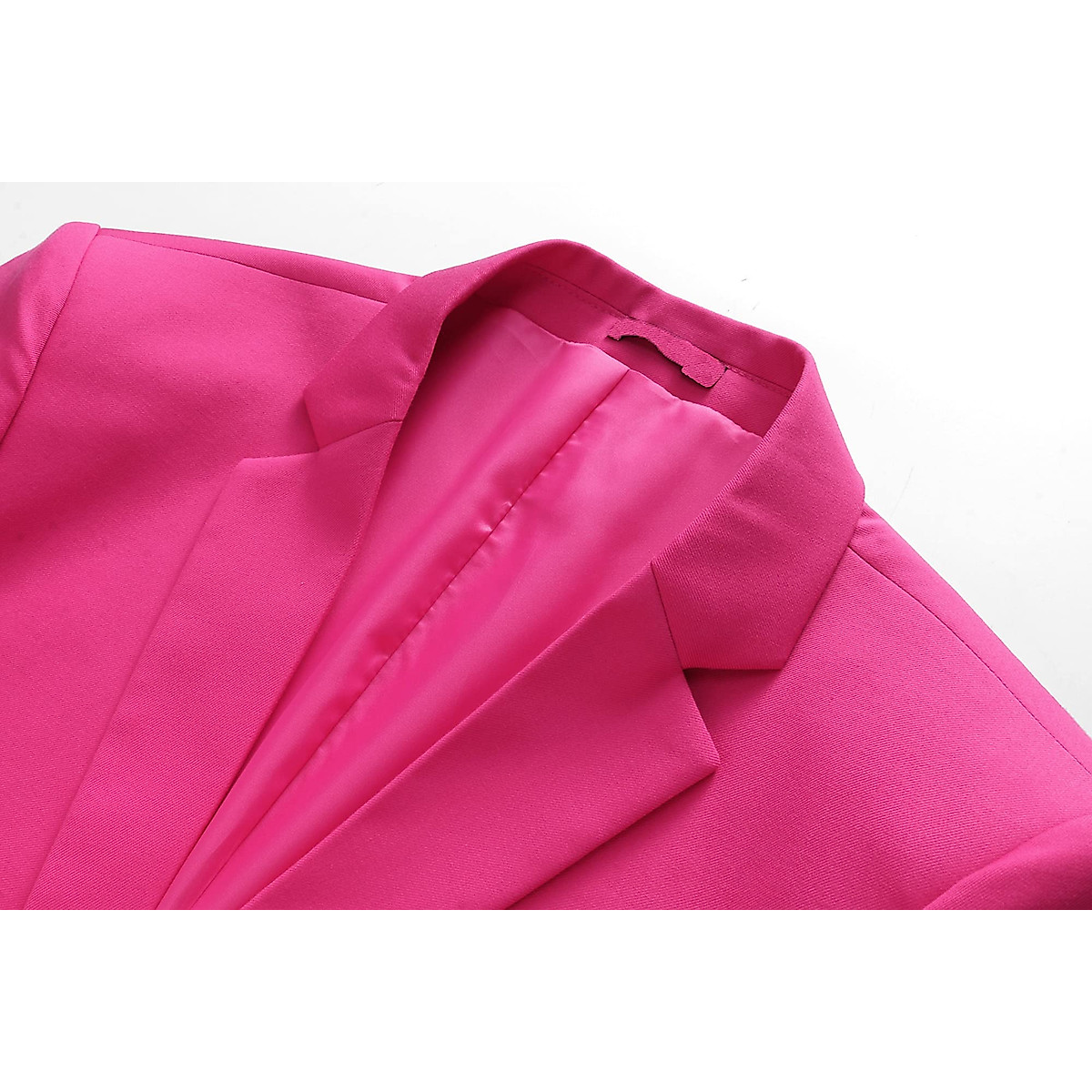 UNINUKOO Mens Suit Slim Fit 1 Button 2 Piece Wedding Party Holiday Solid Color Tux Suits for Men US Size 30 Pink