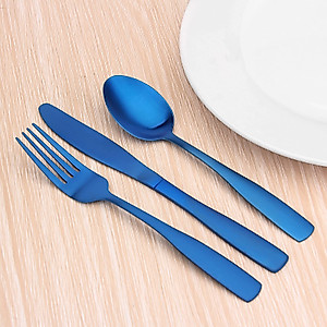 Matte Blue Silverware Set, Satin Finish 20-Piece Stainless Steel Flatware set, Tableware Cutlery Set Service for 4, Utensils for Kitchens, Dishwasher Safe