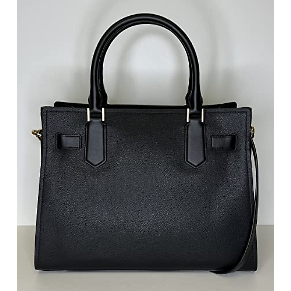 MICHAEL Michael Kors Hamilton MD Satchel bundled with Trifold Wallet and Purse Hook (Black)