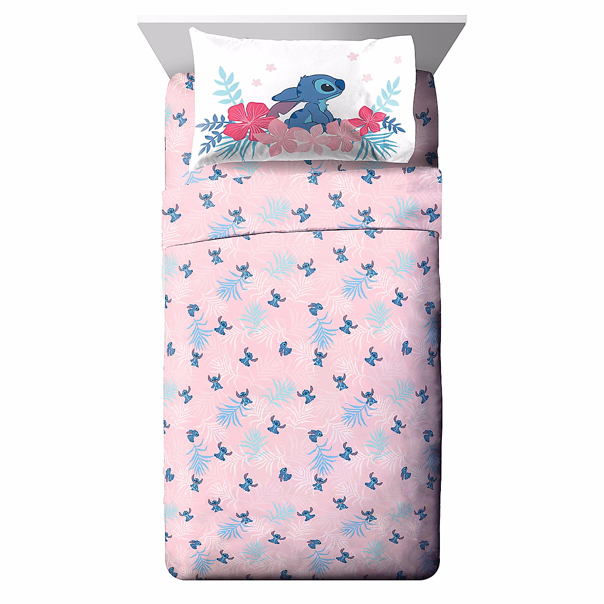 Jay Franco Disney Lilo & Stitch Paradise Dream Queen Sheet Set - 4 Piece Set Super Soft and Cozy Kid’s Bedding - Fade Resistant Microfiber Sheets (Official Disney Product)