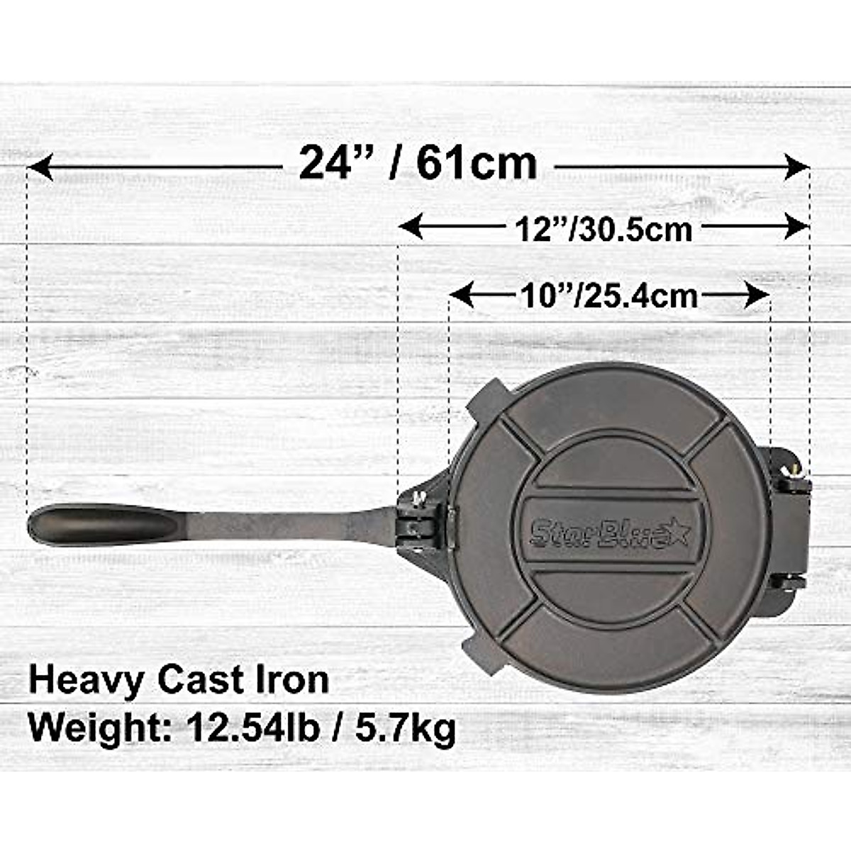10 Inch Cast Iron Tortilla Press by StarBlue with FREE 100 Pieces Oil Paper and Recipes e-book - Tool to make Indian style Chapati, Flour Tortilla, Roti