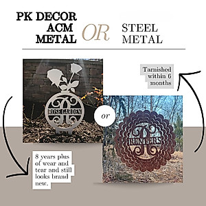 PK Décor Deer Antler Decor Family Last Name ACM Metal Sign For Man Cave, Couple Antler Initials, 18 or 24 inches, Last Minute Gift Idea for Him, Black, White, Silver, Gold