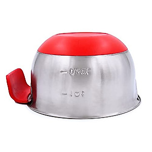 Kansara Stainless Steel Mixing Bowls, Non slip silicone base bowls with Handle, Mixing Bowl Set with Pour Spouts & Measurement Marks, Home Essentials Cooking Bowls (Size: 1QT, 2.5QT, 4QT) Red Color