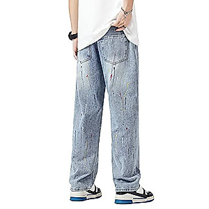 PARVENZA Men's Regular Jeans Classic Denim Pants Straight Trousers (DY18,M)