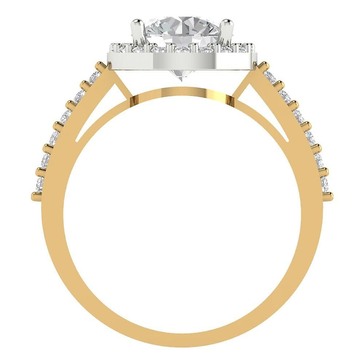 Clara Pucci 2.40 ct Round Cut Solitaire Halo Moissanite Designer Anniversary Bridal Engagement Ring 14k Yellow & White Gold 8.5